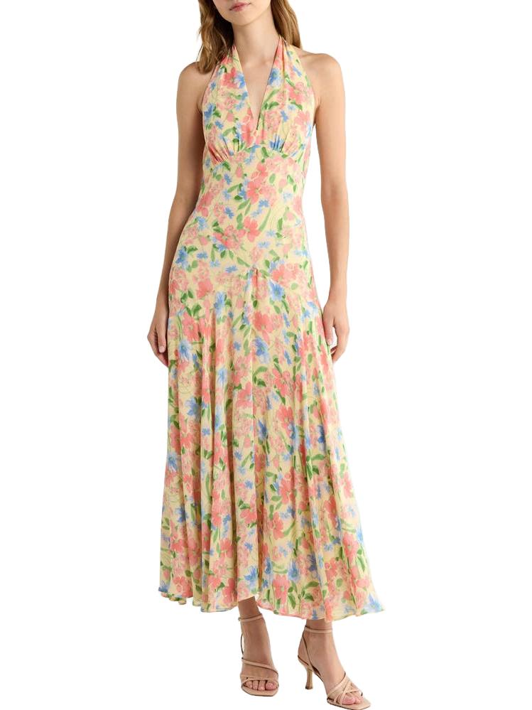 REFORMATION Reformation Briony Floral Halter Neck Maxi Dress